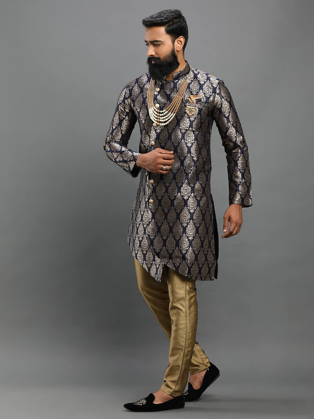 Rent/Buy Blue Cross Button IndoWestern | Home Trial | Free Delivery ...