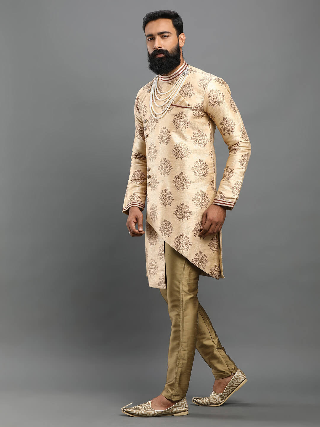 Rent/Buy Cream Cross Button IndoWestern | Home Trial | Free Delivery ...