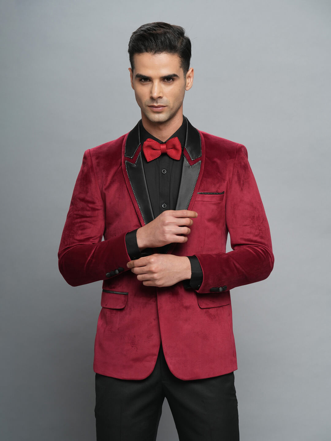 Rent/Buy Red Velvet Pattern Tuxedo | Home Trial | Free Delivery | CandidMen